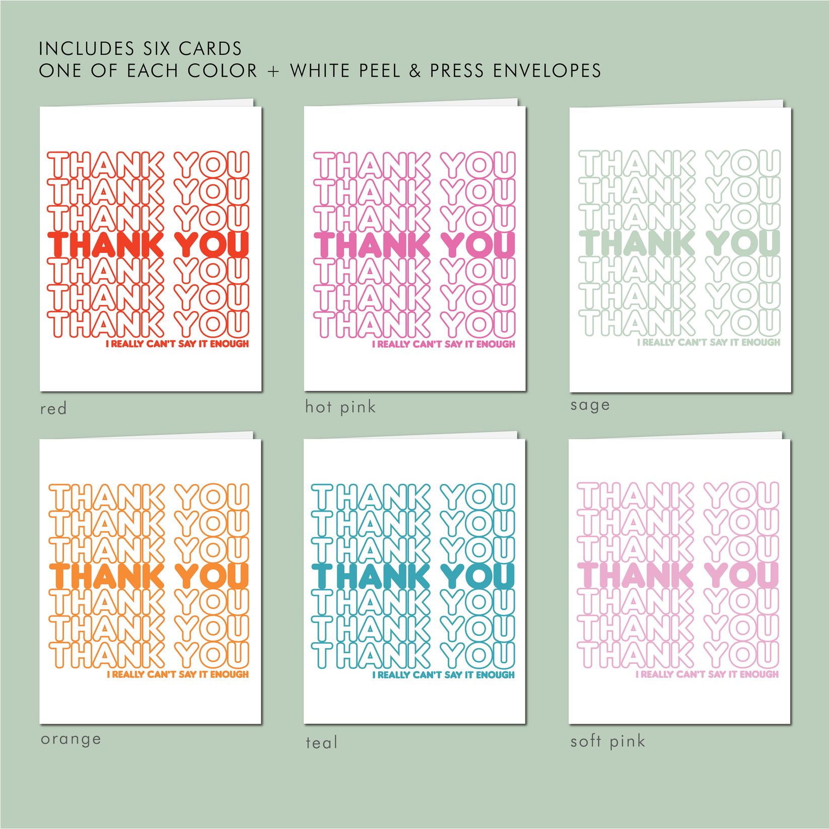 THANK YOU: Boxed Set of 6 Cards – Mixtape Paper Co.